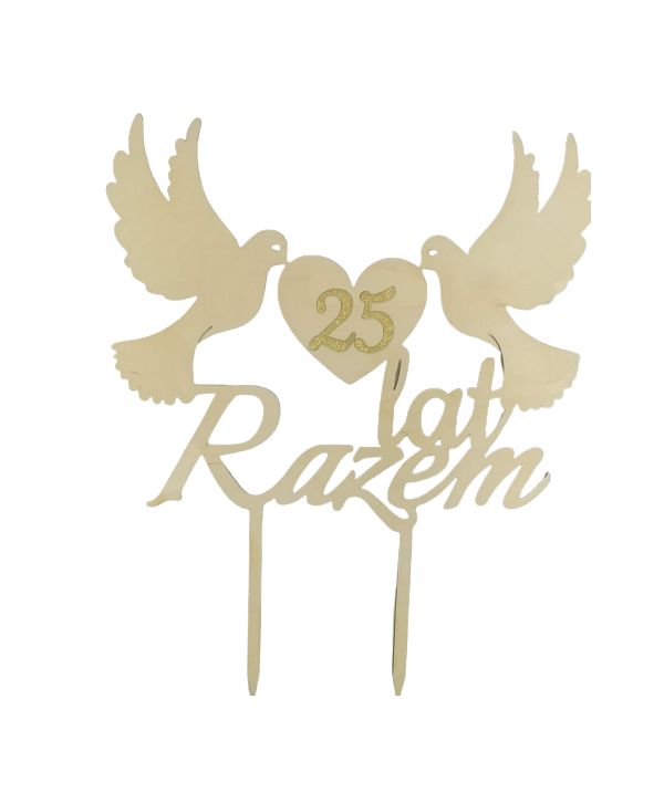 Topper na tort dekoracja Rocznica Ślubu 25 30 40 50 dowolna liczba złoty lat razem