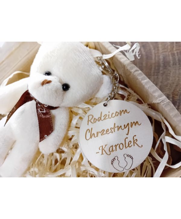 Prezent podziękowanie Matki Chrzestnej Ojca Rodziców Chrzestnych Komunia Św brelok miś z ...